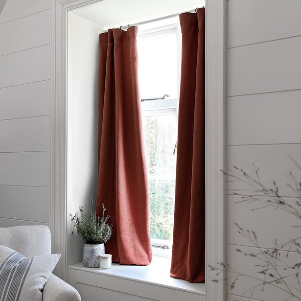 Marling Linen Mix Brick Curtain Pair 117x137cm - The Cotswold Company
