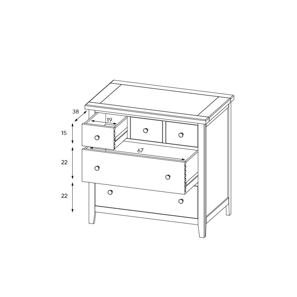 Chester Pure White Small 5 Drawer Chest