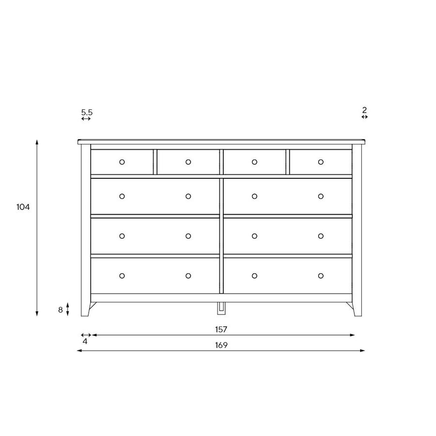 Chester Classic Cream 10 Drawer Chest - The Cotswold Company