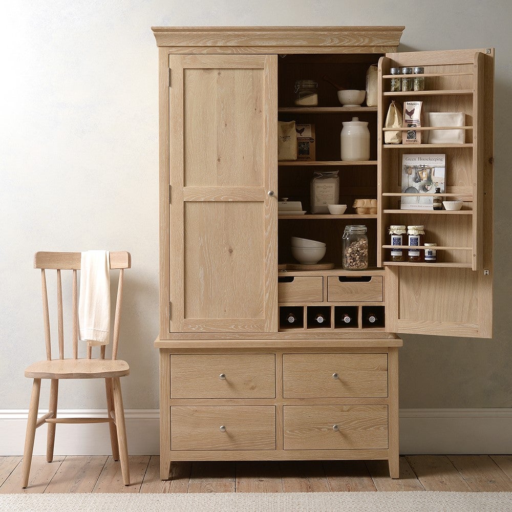 Inglesham Whitewash Oak Double Larder - The Cotswold Company