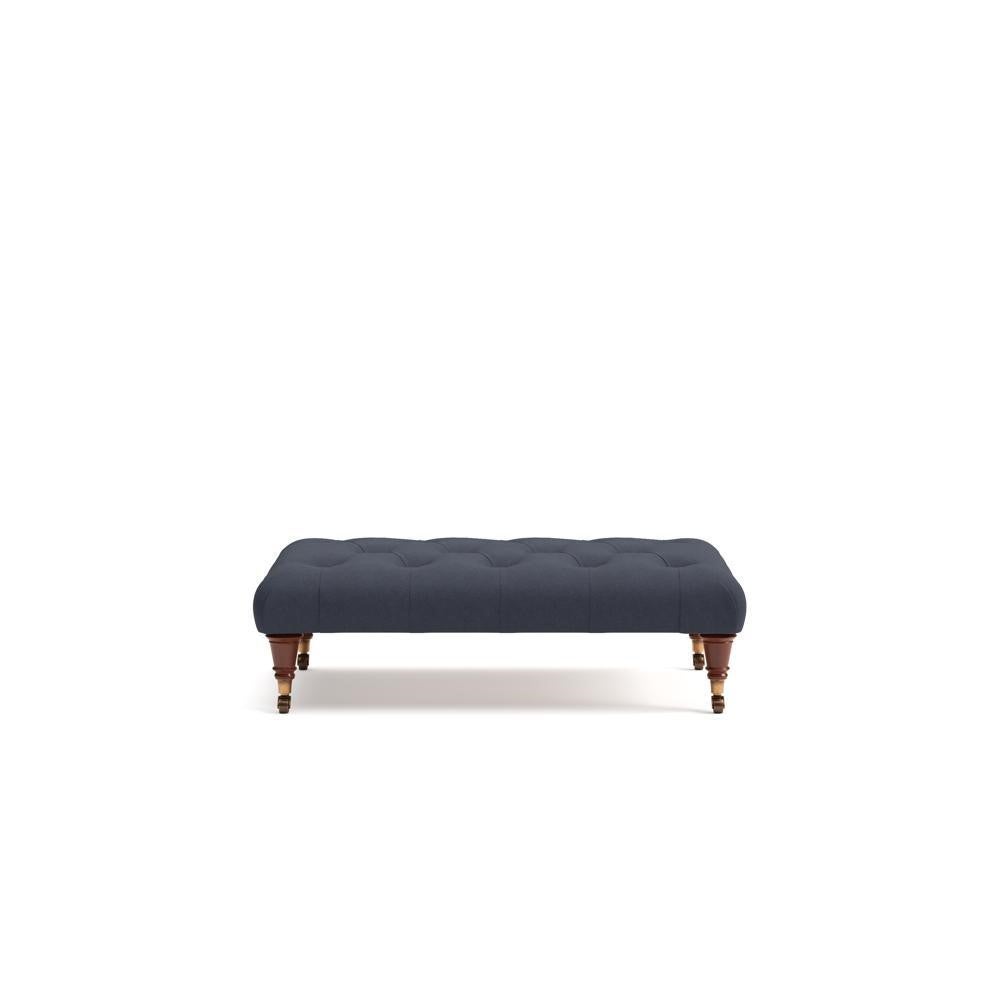 Amelia Small Foot Stool - Ink - House Linen Mix