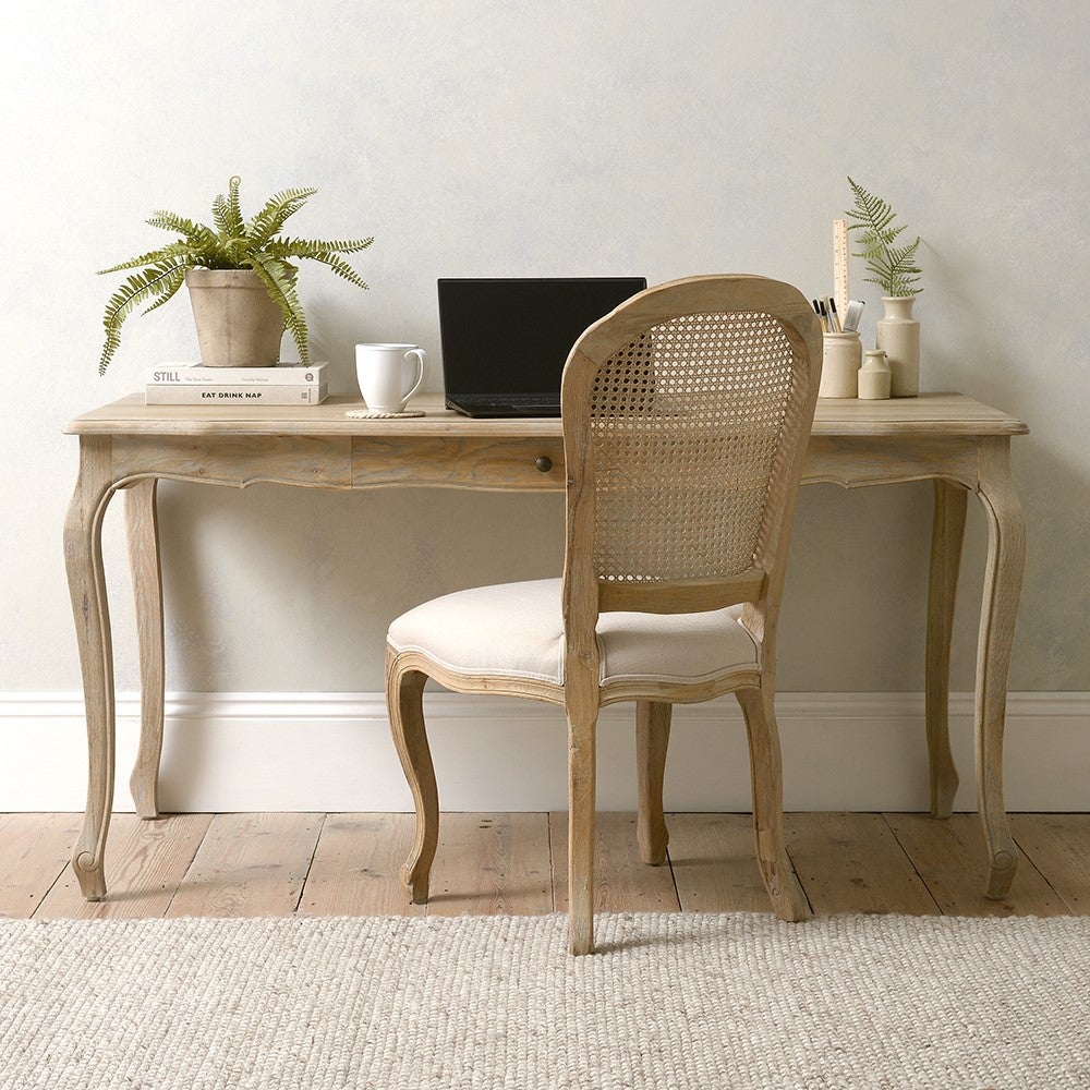 Camille Limewash Oak Large Office Desk - The Cotswold Company