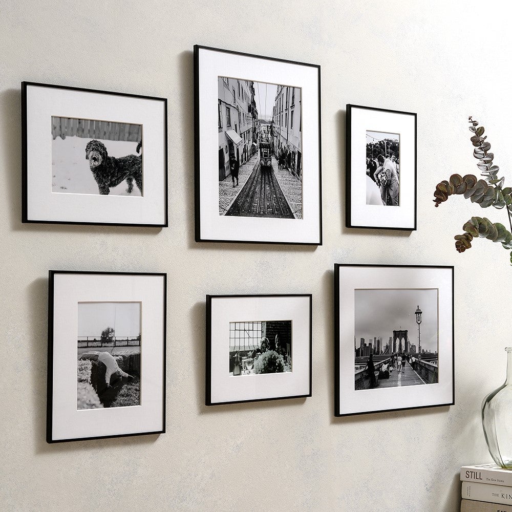 Fine Black Metal Gallery Pack Photo Frames - Set Of 6