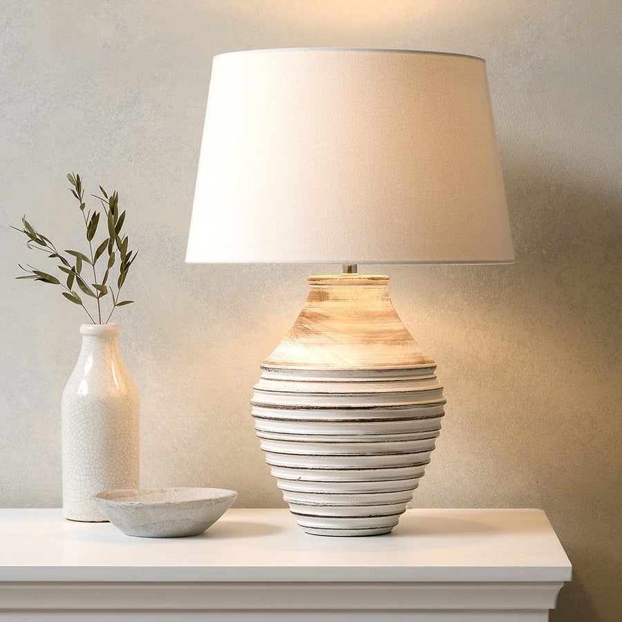 Calcutt Wooden Ribbed Table Lamp