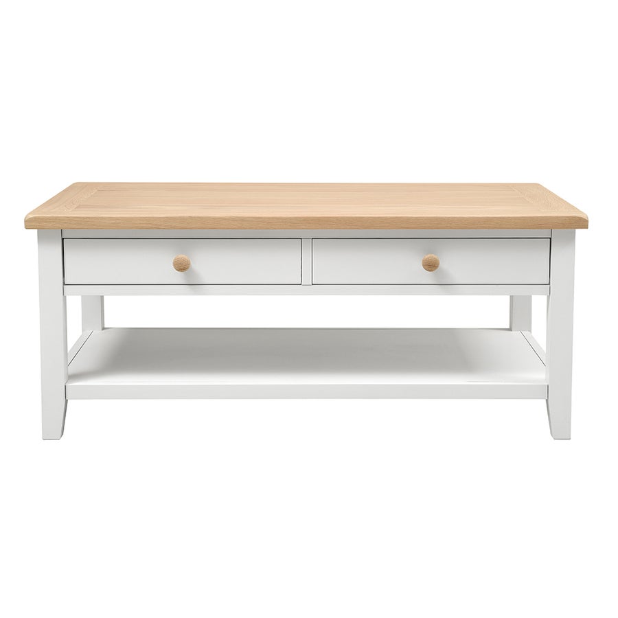 Chester Pure White Coffee Table with Drawers - The Cotswold Company