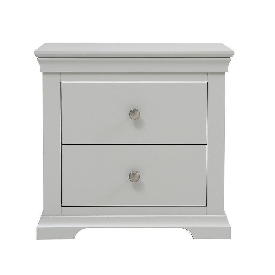 Chantilly Pebble Grey Large 2 Drawer Bedside Table