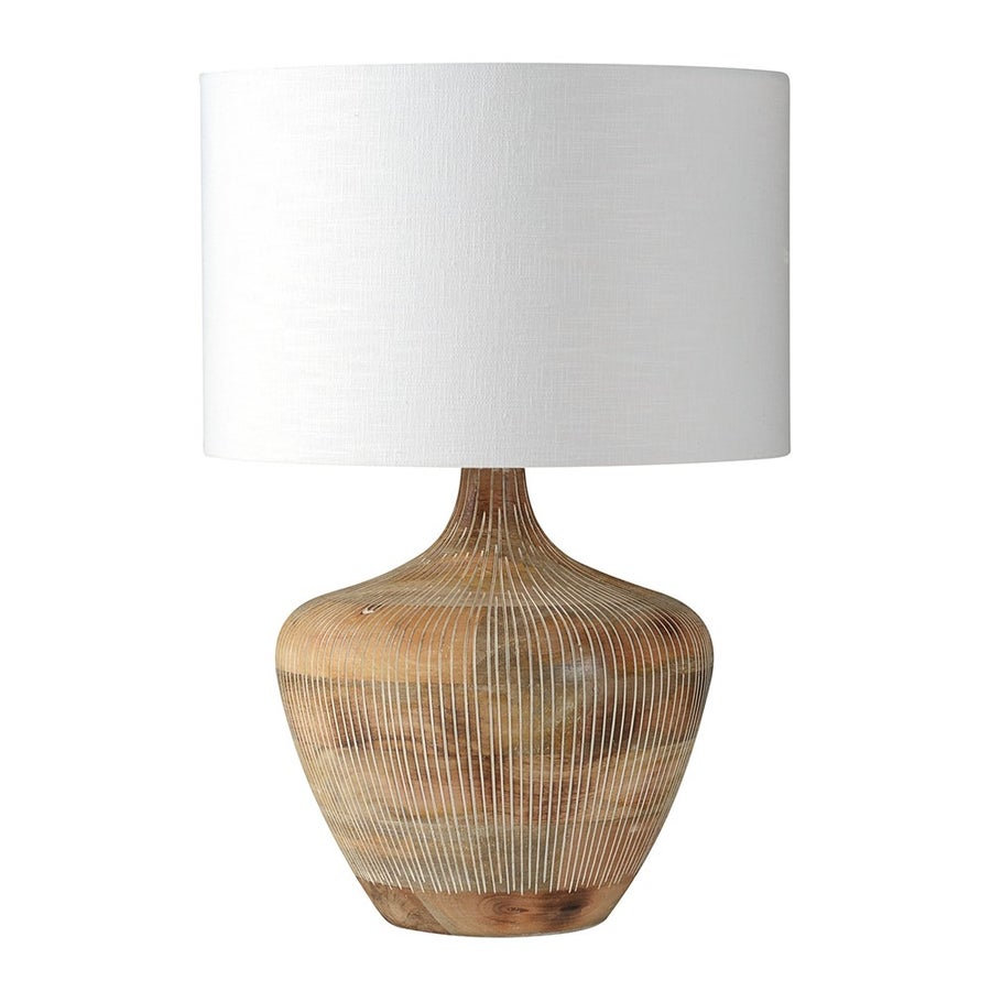 Manaia White Wash Textured Wood Table Lamp - The Cotswold Company