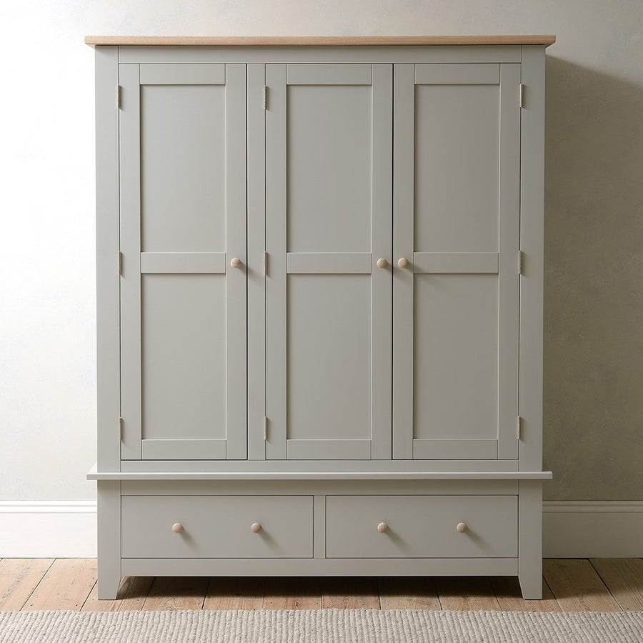 Chester Dove Grey Triple Wardrobe - The Cotswold Company