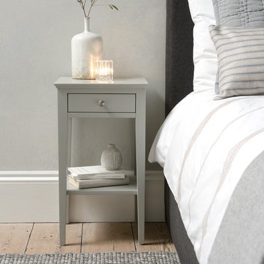 Chantilly Pebble Grey Narrow Bedside Table