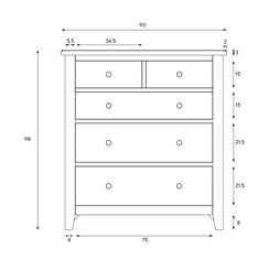 Chester Dove Grey 5 Drawer Chest