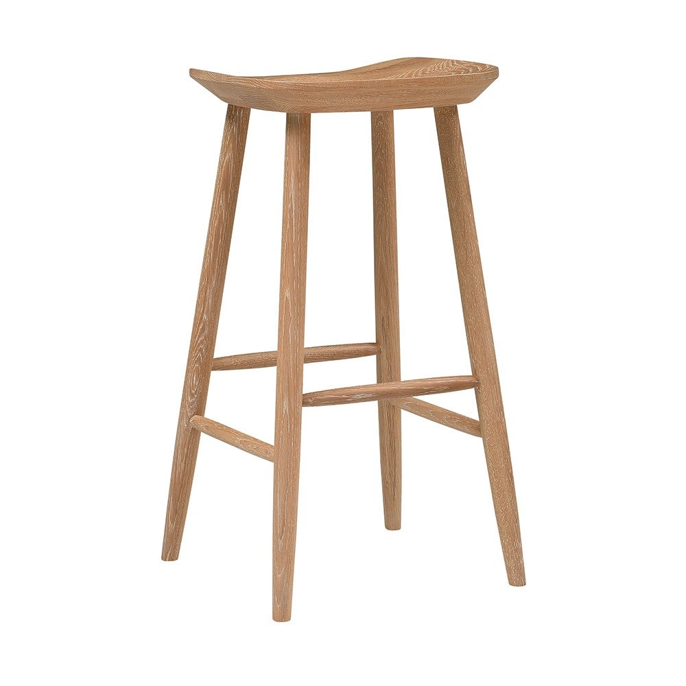 Inglesham Whitewash Oak Backless Bar Stool - The Cotswold Company