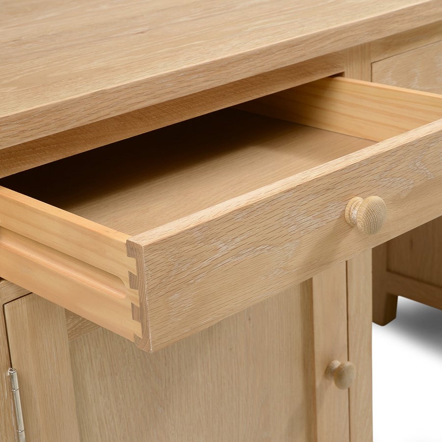 Inglesham Whitewash Oak Double Pedestal Desk - The Cotswold Company
