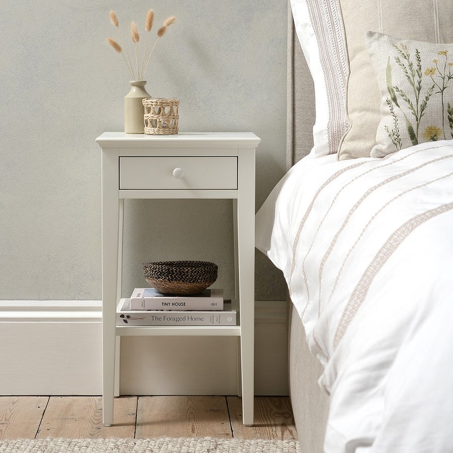 Chantilly Warm White Narrow Bedside Table - The Cotswold Company
