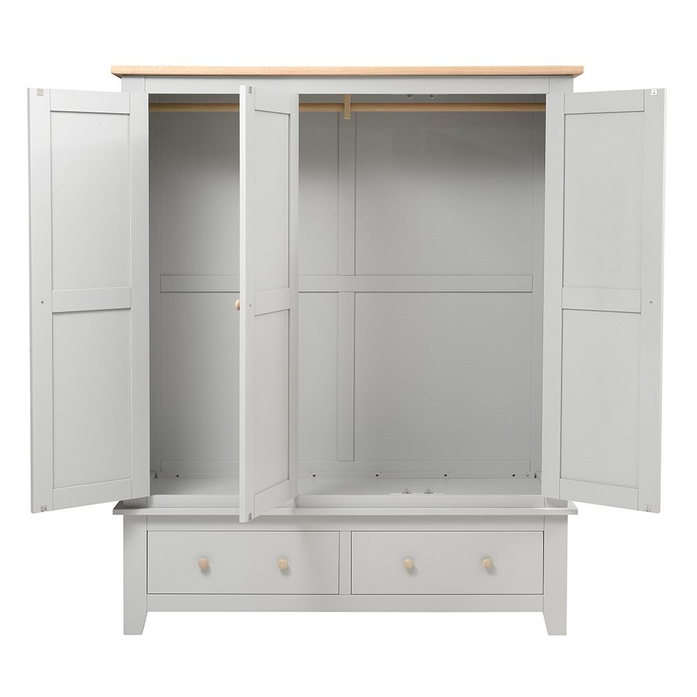 Chester Dove Grey Triple Wardrobe - The Cotswold Company